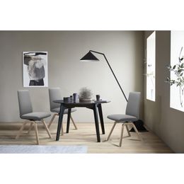 Polsterstuhl stressless "Laurel", grau (wild dove batick, schwarz), B:49cm H:92cm T:59cm, Leder BATICK: BATICK ist ein leicht korrigiertes, durchgef&auml;rbtes und genarbtes M&ouml;belleder, bei dem die meisten Unebenheiten und Spuren in der Regel entfernt wurden., St&uuml;hle, Polsterstuhl, Low Back, Gr&ouml;&szlig;e M, mit schr&auml;ggestellten Beinen in Schwarz