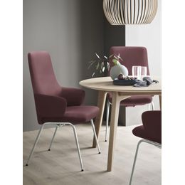 Polsterstuhl stressless "Laurel", rot (bordeaux batick, chrom matt), B:58cm H:105cm T:60cm, Leder BATICK: BATICK ist ein leicht korrigiertes, durchgef&auml;rbtes und genarbtes M&ouml;belleder, bei dem die meisten Unebenheiten und Spuren in der Regel entfernt wurden., St&uuml;hle, Polsterstuhl, High Back mit Armlehne, Gr&ouml;&szlig;e L, mit Beinen aus Stahl in Chrom matt