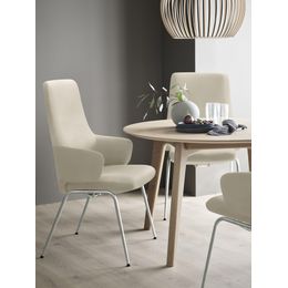 Polsterstuhl stressless "Laurel", beige (cream batick, chrom matt), B:58cm H:105cm T:60cm, Leder BATICK: BATICK ist ein leicht korrigiertes, durchgef&auml;rbtes und genarbtes M&ouml;belleder, bei dem die meisten Unebenheiten und Spuren in der Regel entfernt wurden., St&uuml;hle, Polsterstuhl, High Back mit Armlehne, Gr&ouml;&szlig;e L, mit Beinen aus Stahl in Chrom matt