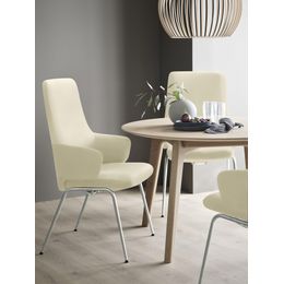 Polsterstuhl stressless "Laurel", beige (vanilla paloma, chrom matt), B:58cm H:105cm T:60cm, Leder PALOMA: PALOMA ist ein durchgef&auml;rbtes Semianilin-M&ouml;belleder mit nat&uuml;rlicher Narbung., St&uuml;hle, Polsterstuhl, High Back mit Armlehne, Gr&ouml;&szlig;e L, mit Beinen aus Stahl in Chrom matt