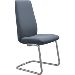 Polsterstuhl stressless "Laurel", blau (sparrow blau paloma, schwarz matt), B:53cm H:105cm T:60cm, Leder PALOMA: PALOMA ist ein durchgef&auml;rbtes Semianilin-M&ouml;belleder mit nat&uuml;rlicher Narbung., St&uuml;hle, Polsterstuhl, High Back, Gr&ouml;&szlig;e L, mit Beinen aus Stahl in Schwarz matt