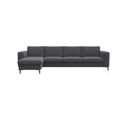 Ecksofa FLEXLUX "Fiore, L-Form", grau (dervit grau), B:295cm H:85cm T:159cm, 100% Polyester, Sofas, Ecksofa, breite Armlehnen, Kaltschaum, F&uuml;&szlig;e Alu+schwarz