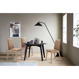 Polsterstuhl stressless "Laurel", braun (almond paloma, eiche natur), B:57cm H:92cm T:59cm, Leder PALOMA: PALOMA ist ein durchgef&auml;rbtes Semianilin-M&ouml;belleder mit nat&uuml;rlicher Narbung., St&uuml;hle, Polsterstuhl, Low Back, Gr&ouml;&szlig;e L, mit abgerundeten Beinen in Eiche natur