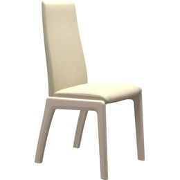Polsterstuhl stressless "Laurel", beige (vanilla paloma, eiche gekalkt), B:57cm H:92cm T:59cm, Leder PALOMA: PALOMA ist ein durchgef&auml;rbtes Semianilin-M&ouml;belleder mit nat&uuml;rlicher Narbung., St&uuml;hle, Polsterstuhl, Low Back, Gr&ouml;&szlig;e L, mit abgerundeten Beinen in Eiche gekalkt