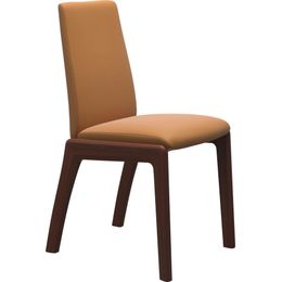 Polsterstuhl stressless "Laurel", braun (new caramel batick, walnuss), B:57cm H:92cm T:59cm, Leder BATICK: BATICK ist ein leicht korrigiertes, durchgef&auml;rbtes und genarbtes M&ouml;belleder, bei dem die meisten Unebenheiten und Spuren in der Regel entfernt wurden., St&uuml;hle, Polsterstuhl, Low Back, Gr&ouml;&szlig;e M, mit abgerundeten Beinen in Walnuss