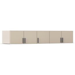 Aufsatzschrank Rauch "Gamma", beige (champagner), griffstangen graumetallic, B:226cm H:39cm T:54cm, Holzwerkstoff, Schr&auml;nke, f&uuml;r eine maximale Nutzung der Deckenh&ouml;he, viele Farben MADE IN GERMANY