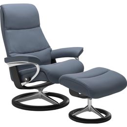 Relaxsessel stressless "View", blau (sparrow blau paloma), B:82cm H:109cm T:81cm, Leder BATICK: BATICK ist ein leicht korrigiertes, durchgef&auml;rbtes und genarbtes M&ouml;belleder, bei dem die meisten Unebenheiten und Spuren in der Regel entfernt wurden.;Leder PALOMA: PALOMA ist ein durchgef&auml;rbtes Semianilin-M&ouml;belleder mit nat&uuml;rlicher Narbung.;ROHLEDER Stoff Q2 FARON: Ein fester zuverl&auml;ssiger Boucl&eacute; mit e