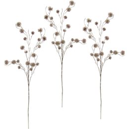 Kunstblume I.GE.A. "Distel", rosa, B:18cm H:100cm L:6cm, Obermaterial: 100% Kunststoff, Kunstpflanzen, K&uuml;nstlicher Mini Distelzweig, gold Metallic, 3er Set