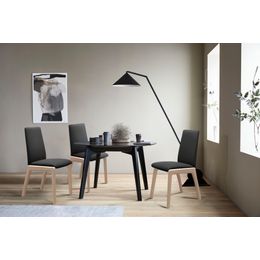 Polsterstuhl stressless "Laurel", schwarz (schwarz paloma, eiche natur), B:57cm H:92cm T:59cm, Leder PALOMA: PALOMA ist ein durchgef&auml;rbtes Semianilin-M&ouml;belleder mit nat&uuml;rlicher Narbung., St&uuml;hle, Polsterstuhl, Low Back, Gr&ouml;&szlig;e L, mit abgerundeten Beinen in Eiche natur