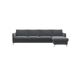 Ecksofa FLEXLUX "Fiore, L-Form, bequem und komfortabel durch hochwertigem Sitzaufbau", grau (soft grau), B:280cm H:85cm T:159cm, Sofas, Ecksofa, schmale Armlehnen, Kaltschaum, F&uuml;&szlig;e Alu