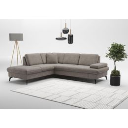 Sit & More Ecksofa SIT & MORE "Morris Jubi L-Form, B: 238 cm", grau (taupe), B:238cm H:83cm T:202cm, 100% Polyester, Sofas, Ecksofa, mit Armteilfunktion & 1 Zierkissen, optional Bettfunktion