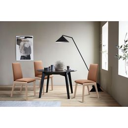Polsterstuhl stressless "Laurel", braun (latte batick, eiche natur), B:57cm H:92cm T:59cm, Leder BATICK: BATICK ist ein leicht korrigiertes, durchgef&auml;rbtes und genarbtes M&ouml;belleder, bei dem die meisten Unebenheiten und Spuren in der Regel entfernt wurden., St&uuml;hle, Polsterstuhl, Low Back, Gr&ouml;&szlig;e L, mit abgerundeten Beinen in Eiche natur