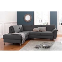 Sit & More Ecksofa SIT & MORE "Texel L-Form", grau (dunkelgrau), B:250cm H:87cm T:201cm, Kunstleder SOFTLUX;Luxus-Microfaser (100% Polyester), Sofas, Ecksofa, mit Federkern, wahlweise mit Bettfunktion und Bettkasten