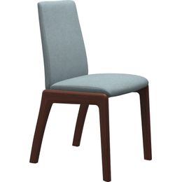 Polsterstuhl stressless "Laurel", blau (aqua dinamica, walnuss), B:57cm H:92cm T:59cm, Microfaser DINAMICA (88% Polyester, 12% Polyurethan), St&uuml;hle, Polsterstuhl, Low Back, Gr&ouml;&szlig;e M, mit abgerundeten Beinen in Walnuss