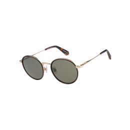 Sonnenbrille Superdry "Modell 995063", Damen, gold, havanna, gemustert, metallic, Sonnenbrillen Sonnenbrille, Form Rund, Logoschriftzug auf B&uuml;gel, Kombifassung