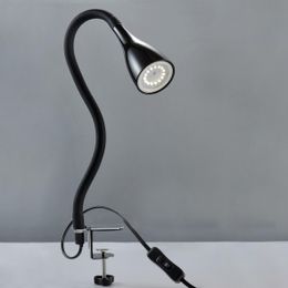B.K.LICHT LED Klemmleuchte "Sirius", schwarz, 1, H: 60cm, Leuchten, 3-stufig, dimmbar, flexibler Schwanenhals mit Silikonmantel