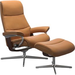Fu&szlig;hocker stressless "View", braun (new caramel), B:57cm H:43cm T:47cm, Hocker, Fu&szlig;hocker, mit Cross Base, Gr&ouml;&szlig;e S, M & L, Holzakzent Braun