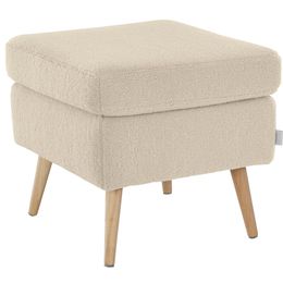 Polsterhocker Home Affaire "Sallito", beige (cream), B:52cm H:49cm T:52cm, Struktur Hahnentritt (67% Polypropylen, 33% Polyester);Samtoptik (100% Polyester);Fellimitat (100% Polyester);Samtcord (92% Polyester, 8% Polyamid);Struktur (100% Polyester);Struktur fein (100% Polyester), Hocker, Polsterhocker, die kleinere Version von "Salla", in 6 Bezugsqualit&auml;ten