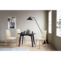 Polsterstuhl stressless "Laurel", beige (vanilla paloma, eiche natur), B:57cm H:92cm T:59cm, Leder PALOMA: PALOMA ist ein durchgef&auml;rbtes Semianilin-M&ouml;belleder mit nat&uuml;rlicher Narbung., St&uuml;hle, Polsterstuhl, Low Back, Gr&ouml;&szlig;e L, mit abgerundeten Beinen in Eiche natur