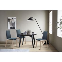 Polsterstuhl stressless "Laurel", blau (blau dinamica, eiche natur), B:57cm H:92cm T:59cm, Microfaser DINAMICA (88% Polyester, 12% Polyurethan), St&uuml;hle, Polsterstuhl, Low Back, Gr&ouml;&szlig;e L, mit abgerundeten Beinen in Eiche natur