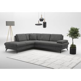 Sit & More Ecksofa SIT & MORE "Morris Jubi L-Form, B: 238 cm", grau (anthrazit), B:238cm H:83cm T:202cm, 100% Polyester, Sofas, Ecksofa, mit Armteilfunktion & 1 Zierkissen, optional Bettfunktion