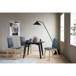 Polsterstuhl stressless "Laurel", blau (sparrow blau paloma, eiche natur), B:57cm H:92cm T:59cm, Leder PALOMA: PALOMA ist ein durchgef&auml;rbtes Semianilin-M&ouml;belleder mit nat&uuml;rlicher Narbung., St&uuml;hle, Polsterstuhl, Low Back, Gr&ouml;&szlig;e L, mit abgerundeten Beinen in Eiche natur