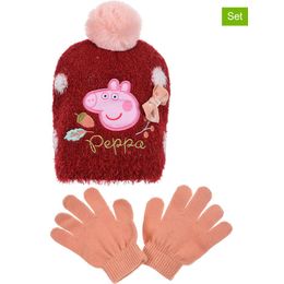Peppa Pig 3tlg. Winteraccessoires-Set "Peppa Pig" in Rot - 50% | Gr&ouml;&szlig;e 54 cm | Kindermuetzen