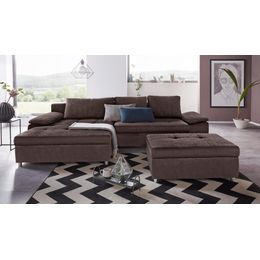 Ecksofa Home Affaire "Labene L-Form", braun (dunkelbraun), B:290cm H:82cm T:90cm, Struktur fein (95% Polyester, 5% Polyamid);Luxus-Microfaser ALTARA NUBUCK (100% Polyester);Kunstleder SOFTLUX / Struktur (100% Polyester);Struktur (100% Polyester);Flachgewebe (95% Polyester, 5% Polyamid), Sofas, Ecksofa, wahlweise mit Bettfunktion und Bettkasten, auch als XXL-Variante