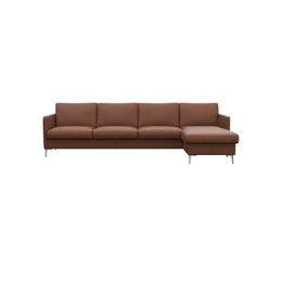 Ecksofa FLEXLUX "Fiore, L-Form, bequem und komfortabel durch hochwertigem Sitzaufbau", braun (old chestnut), B:280cm H:85cm T:159cm, Sofas, Ecksofa, schmale Armlehnen, Kaltschaum, F&uuml;&szlig;e Alu