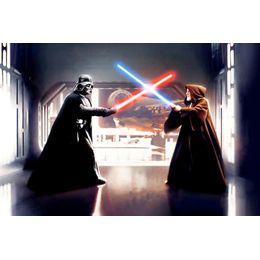 Vliestapete Komar "Digitaldruck Vlies - Star Wars Vader vs. Kenobi - Gr&ouml;&szlig;e 300 x 200 cm", bunt, B:300m L:200m, Vlies, Tapeten, Kinderzimmer