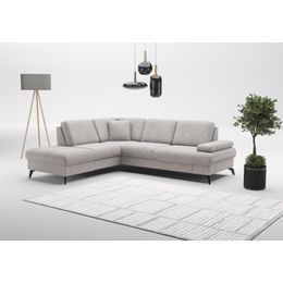 Sit & More Ecksofa SIT & MORE "Morris Jubi L-Form, B: 238 cm", grau (hellgrau), B:238cm H:83cm T:202cm, 100% Polyester, Sofas, Ecksofa, mit Armteilfunktion & 1 Zierkissen, optional Bettfunktion