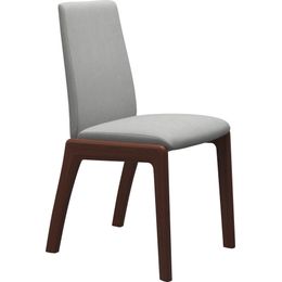 Polsterstuhl stressless "Laurel", grau (grau dinamica, walnuss), B:57cm H:92cm T:59cm, Microfaser DINAMICA (88% Polyester, 12% Polyurethan), St&uuml;hle, Polsterstuhl, Low Back, Gr&ouml;&szlig;e M, mit abgerundeten Beinen in Walnuss