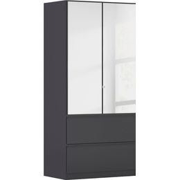 Dreht&uuml;renschrank Rauch "Kleiderschrank Schrank Garderobe COSTA in den Breiten 91/136/181 cm", graumetallic, eingriffe graumetallic, B:91cm H:197cm T:54cm, Holzwerkstoff, Schr&auml;nke, Dreht&uuml;renschrank, mit Spiegel, grifflose Front und Push-to-Open Funktion MADE IN GERMANY