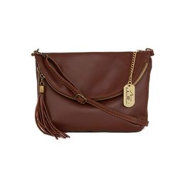 Anna Morellini Leder-Umh&auml;ngetasche "Alice" in Braun - (B)22 x (H)18 x (T)2 cm - 71% | Damen-taschen