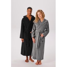 Unisex-Bademantel Bruno Banani "Robby, ideal f&uuml;r Sauna & Spa, Standardl&auml;nge & &Uuml;berl&auml;nge" Gr. M, grau, L:132cm, Walkfrottee, Hausm&auml;ntel, Damen & Herren Badem&auml;ntel, Baumwolle, mit Taschen, Sauna, XS-3XL