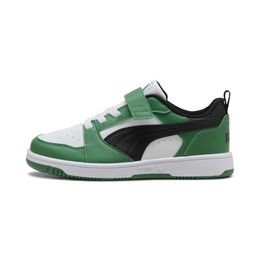 Puma Sneaker 'Rebound V6' Jungen Gr&ouml;&szlig;e 28 grasgr&uuml;n / schwarz / wei&szlig;