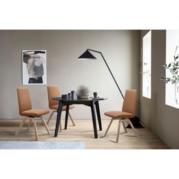 Polsterstuhl stressless "Laurel", braun (taupe paloma, schwarz), B:49cm H:92cm T:59cm, Leder PALOMA: PALOMA ist ein durchgef&auml;rbtes Semianilin-M&ouml;belleder mit nat&uuml;rlicher Narbung., St&uuml;hle, Polsterstuhl, Low Back, Gr&ouml;&szlig;e M, mit schr&auml;ggestellten Beinen in Schwarz
