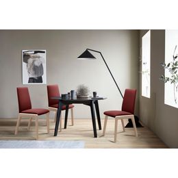 Polsterstuhl stressless "Laurel", rot (cherry paloma, eiche natur), B:57cm H:92cm T:59cm, Leder PALOMA: PALOMA ist ein durchgef&auml;rbtes Semianilin-M&ouml;belleder mit nat&uuml;rlicher Narbung., St&uuml;hle, Polsterstuhl, Low Back, Gr&ouml;&szlig;e L, mit abgerundeten Beinen in Eiche natur