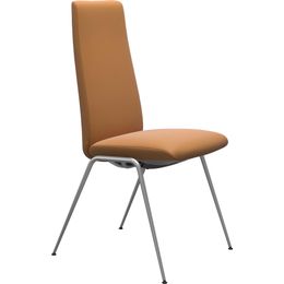 Polsterstuhl stressless "Laurel", braun (new caramel batick, chrom matt), B:57cm H:105cm T:60cm, Leder BATICK: BATICK ist ein leicht korrigiertes, durchgef&auml;rbtes und genarbtes M&ouml;belleder, bei dem die meisten Unebenheiten und Spuren in der Regel entfernt wurden., St&uuml;hle, Polsterstuhl, High Back, Gr&ouml;&szlig;e M, mit Beinen aus Stahl in Chrom matt