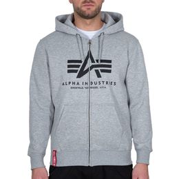 Alpha Industries Zip-Up Hoodie 'Basic Logo' male Grey size XXL