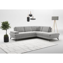 Sit & More Ecksofa SIT & MORE "Morris Jubi L-Form, B: 238 cm", grau (hellgrau), B:238cm H:83cm T:202cm, 100% Polyester, Sofas, Ecksofa, mit Armteilfunktion & 1 Zierkissen, optional Bettfunktion