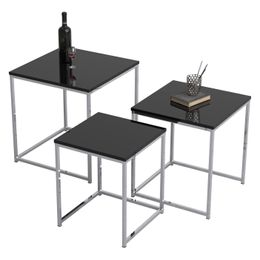 Couchtisch Vcm "3-tlg. Set Beistelltisch Couchtisch Sofatisch", schwarz, B:40cm T:42cm, Tische, Couchtisch