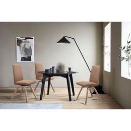 Polsterstuhl stressless "Laurel", braun (almond paloma, schwarz), B:49cm H:92cm T:59cm, Leder PALOMA: PALOMA ist ein durchgef&auml;rbtes Semianilin-M&ouml;belleder mit nat&uuml;rlicher Narbung., St&uuml;hle, Polsterstuhl, Low Back, Gr&ouml;&szlig;e M, mit schr&auml;ggestellten Beinen in Schwarz