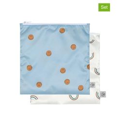 L&auml;ssig L&auml;ssig 2er-Set: Snacktaschen ''Happy Rascals Smile'' in Blau/ Creme - (L)17 x (B)18 cm - 14% | Aufbewahren-servieren