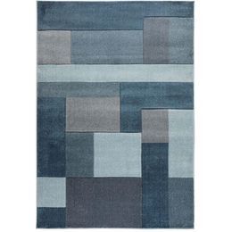 Teppich FLAIR RUGS "Cosmos mit Hoch-Tief-Effekt", blau, B:80cm H:12mm L:150cm, Kunstfaser, Teppiche, Teppich, Patchwork Design, mehrfarbig, Wohnzimmer, Schlafzimmer