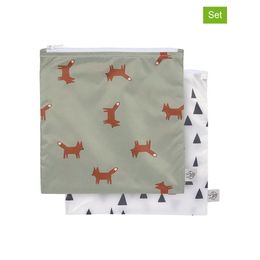 L&auml;ssig L&auml;ssig 2er-Set: Snacktaschen ''Little Forest Fox'' in Khaki/ Creme - (L)17 x (B)18 cm - 14% | Aufbewahren-servieren