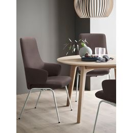 Polsterstuhl stressless "Laurel", braun (chocolate paloma, chrom matt), B:58cm H:105cm T:60cm, Leder PALOMA: PALOMA ist ein durchgef&auml;rbtes Semianilin-M&ouml;belleder mit nat&uuml;rlicher Narbung., St&uuml;hle, Polsterstuhl, High Back mit Armlehne, Gr&ouml;&szlig;e L, mit Beinen aus Stahl in Chrom matt