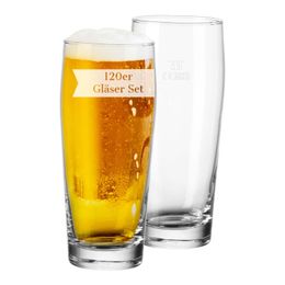 Bierglas Van Well "Willi Becher geeicht 0,5 l 120er Set transparent", bunt (transparent), Glas, Trinkgef&auml;&szlig;e