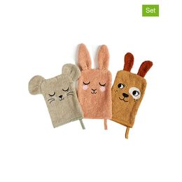 Roommate 3er-Set: Waschhandschuhe "Bunny, Mouse & Dog" in Bunt - (L)21 x (B)15 cm - 21% | Baby-baden-toilette