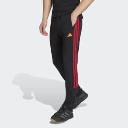 Sporthose adidas Performance "WORKOUT ESSENTIALS ALL-SET 3-STREIFEN AUS GEWIRKTEM MATERIAL", Herren, Gr. L, N-Gr, schwarz, power rot, collegiate gold, Obermaterial: 100% Polyester, Hosen Sporthose, Trainingshose, Climacool, regul&auml;re Passform